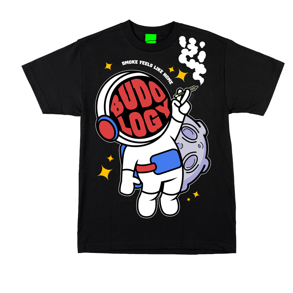 Astro Bubble T-shirt by Budology. Cartoon astronaut smoking weed in ...
